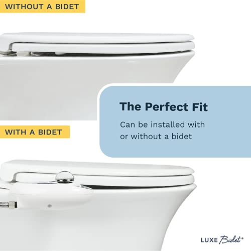 LUXE Bidet Luxe TS1008E Elongated Comfort Fit Toilet Seat with Slow Close, Quick Release Hinges, and Non-Slip Bumpers (White)