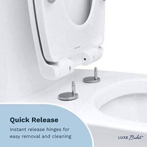 LUXE Bidet Luxe TS1008E Elongated Comfort Fit Toilet Seat with Slow Close, Quick Release Hinges, and Non-Slip Bumpers (White)