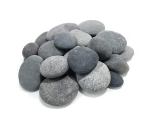 aa plus shop 50 lb. premium black grey mexican beach pebbles 3-5 inches, decor, garden, landscape, pathways, backyard, rock pebble