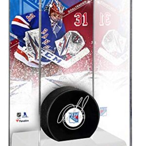 Igor Shesterkin New York Rangers Autographed Hockey Puck with Deluxe Tall Hockey Puck Case - Autographed NHL Pucks