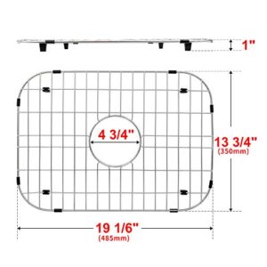 LQS Kitchen Sink Grid and Sink Bottom Grid, Sink Protector for Kitchen Sink Stainless Steel 19 1/16" x 13 3/4" with Center Drain Hole for Single Sink Bowl