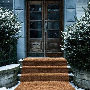 ZeeDix 3 Pack 16 x 80 x 0.28inches Thickened No-Slip Ice and Snow Carpet Mats- Natural Coconut Fiber Carpet for Garden, Front Door, Stairs, Porch Outdoor Safer Walking