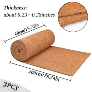 ZeeDix 3 Pack 16 x 80 x 0.28inches Thickened No-Slip Ice and Snow Carpet Mats- Natural Coconut Fiber Carpet for Garden, Front Door, Stairs, Porch Outdoor Safer Walking