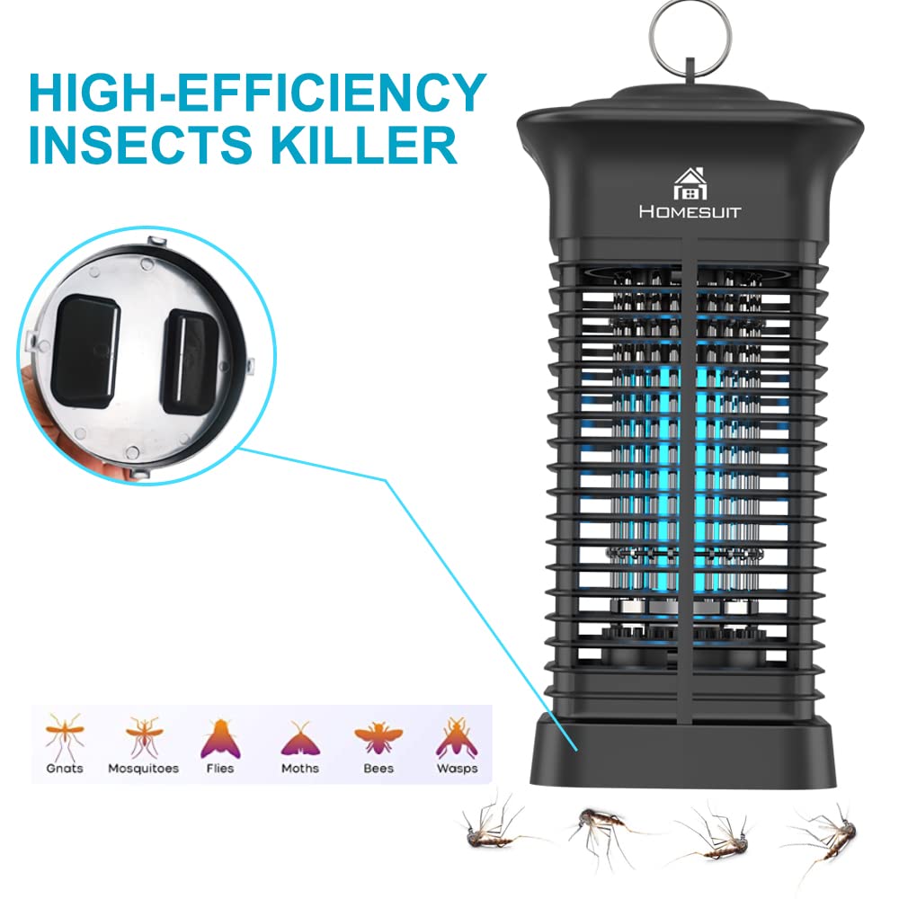 Homesuit Bug Zapper 15W for Outdoor and Indoor, High Powered 4000V Electric Mosquito Zappers Killer, Waterproof Insect Fly Trap Outdoor, Electronic Light Bulb Lamp for Home Backyard Patio