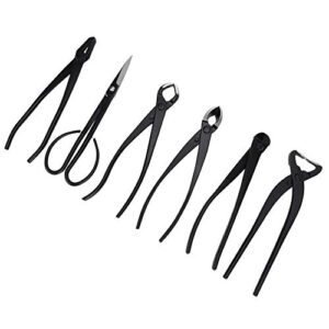 Bonsai Tool Kit, 6 Piece Bonsai Tree Scissors Shear Tool Set with Storage Bag, Garden Plant Hand Tools for Trimming Cutting