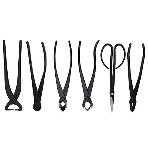 Bonsai Tool Kit, 6 Piece Bonsai Tree Scissors Shear Tool Set with Storage Bag, Garden Plant Hand Tools for Trimming Cutting