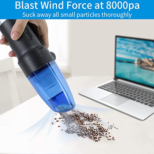 AFMAT Compressed Air Duster & Small Vacuum Cleaner 2-in-1, USB Rechargeable Cordless Air Duster Electric, Portable Air Blower and Mini Vacuum Cleaner for Keyboard/Computer/Car Seat/PC