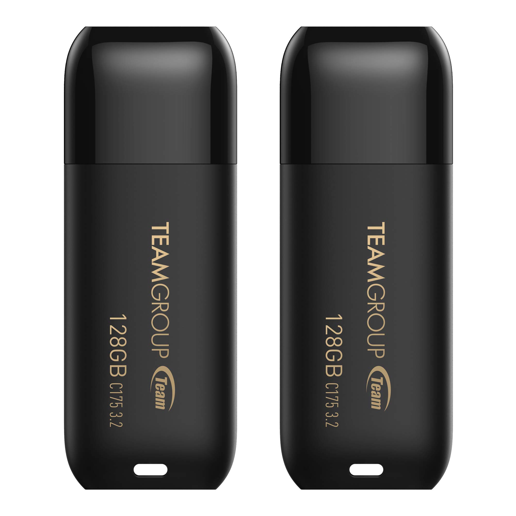 TEAMGROUP C175 128GB 2 Pack USB 3.2 Gen 1 (USB 3.1/3.0) Read 100MB/s Flash Thumb Drive, External Data Storage Memory Stick Compatible with Computer/Laptop Matte Black TC1753128GB22