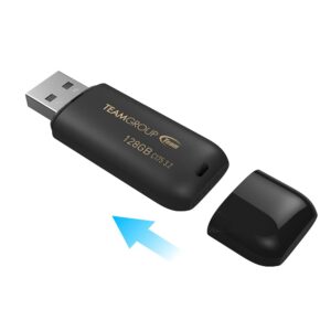 TEAMGROUP C175 128GB 2 Pack USB 3.2 Gen 1 (USB 3.1/3.0) Read 100MB/s Flash Thumb Drive, External Data Storage Memory Stick Compatible with Computer/Laptop Matte Black TC1753128GB22