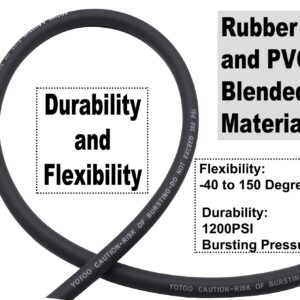 YOTOO Hybrid Air Hose 3/8-Inch by 25-Feet 300 PSI Heavy Duty, Lightweight, Kink Resistant, All-Weather Flexibility with 1/4-Inch Industrial Quick Coupler Fittings, Bend Restrictors, Gray