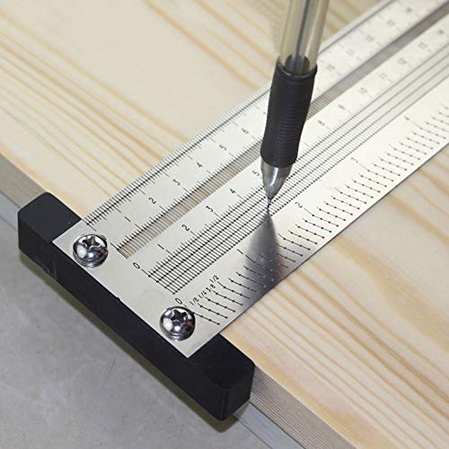 Ultra Precision Marking Ruler, Stainless Steel Metric Version Woodworking Scribing Ruler Gauging Tool High-precision T Square (12 inch)