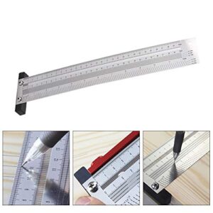 Ultra Precision Marking Ruler, Stainless Steel Metric Version Woodworking Scribing Ruler Gauging Tool High-precision T Square (12 inch)