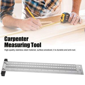 Ultra Precision Marking Ruler, Stainless Steel Metric Version Woodworking Scribing Ruler Gauging Tool High-precision T Square (12 inch)