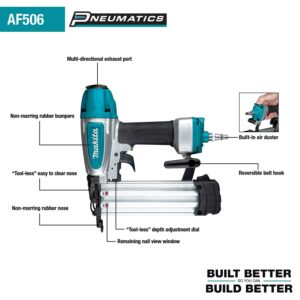 Makita MAC100QK1 Quiet Series 1/2 HP, 1 Gallon Compact, Oil-Free, Electric Air Compressor, and 18 Gauge Brad Nailer Combo Kit