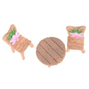 3Pcs Floral Table Chairs Set for DIY Fairy Garden,Dollhouse Accessories,Micro Landscape Outdoor Garden Decor