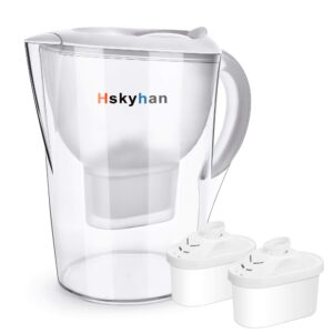 hskyhan water filter pitcher alkaline - 3.5 liters improve ph, 2 filters included, bpa free, 7 stage filteration system to purifier, white