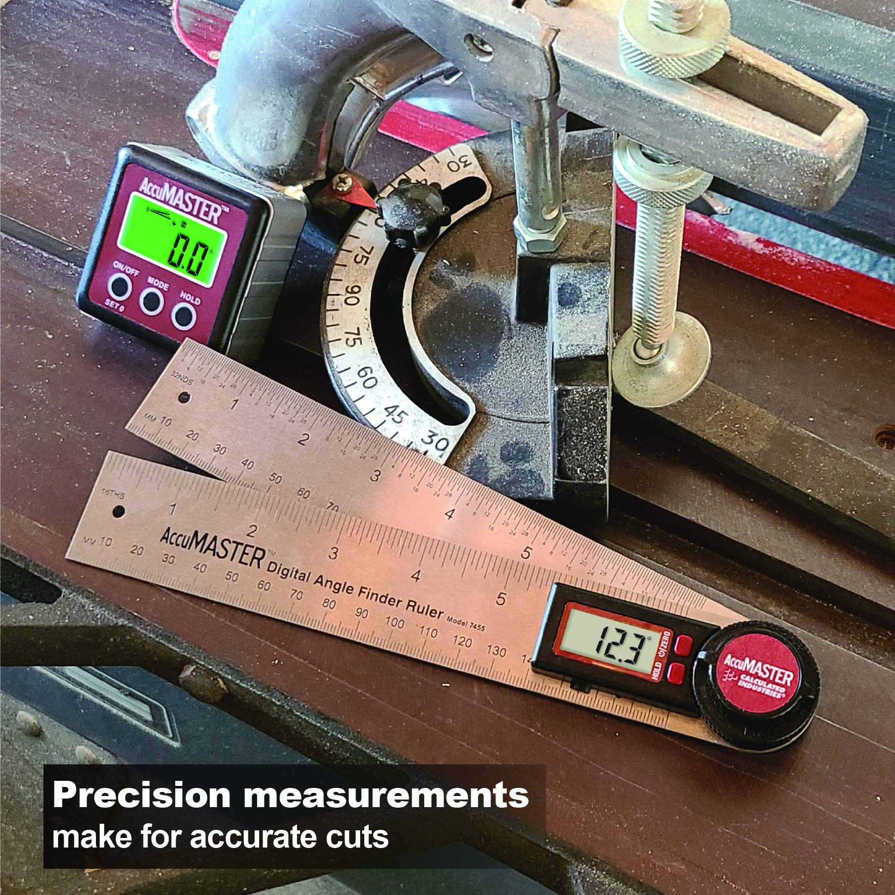 Calculated Industries 7489 AccuMASTER Value Pack – 2-in-1 Digital Angle Gauge plus the Digital 7-Inch Angle Finder Ruler | Accurate Precision Tools for Carpenters, Woodworkers, Fabricators | 2-Pieces