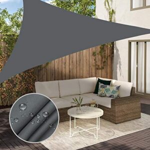 neween shade sail, 6'7''x 6'7''x 6'7'' sun shade sail triangle waterproof for patio yard deck pergola outdoor sun sail shade 98% uv block sunshade gray color