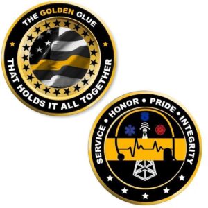 thin gold line challenge coin - dispatch golden glue