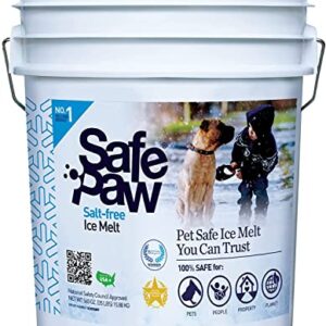 Safe Paw Child Plant Dog Paw & Pet Safe Ice Melter, 100% Salt/Chloride Free -Non-Toxic, Vet Approved, No Concrete Damage, Fast Acting Formula, Last 3X Longer – 35lbs