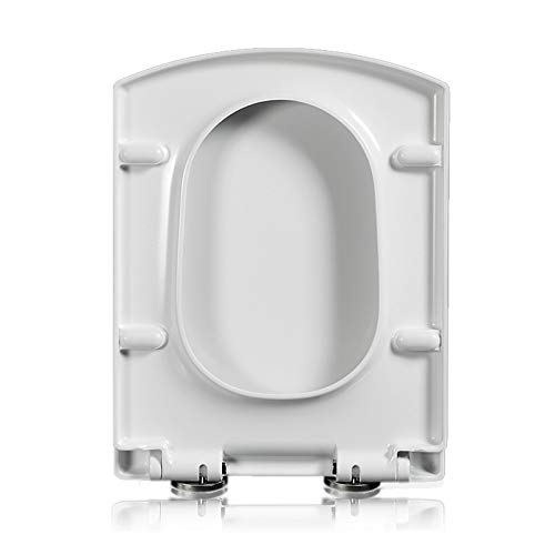 XQHDWEC Toilet Seats Soft Close White, Loo Lid Quick Release Heavy Duty Easy to Clean Bathroom Lid,Square