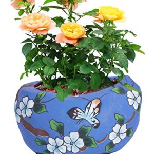 Dahlia Hand Painted Flower Butterfly Ceramic Succulent Planter/Plant Pot/Flower Pot/Bonsai Pot, A