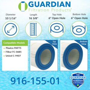 Guardian Filtration Products Pool Filter Cartridge Fits :Unicel C-9407, Pleatco PAP75 Filbur FC-0685 SP75 Predator 75 PENTAIR Clean & Clear 75 PAP75