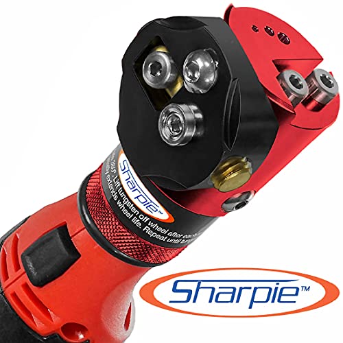 Sharpie DXCL Hand-Held Cordless Tungsten Sharpener Grinder, Adjustable 15°- 45°, Diamond Ground Tapers (Auburn Red/Black Ops)