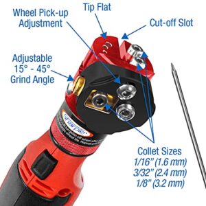 Sharpie DXCL Hand-Held Cordless Tungsten Sharpener Grinder, Adjustable 15°- 45°, Diamond Ground Tapers (Auburn Red/Black Ops)