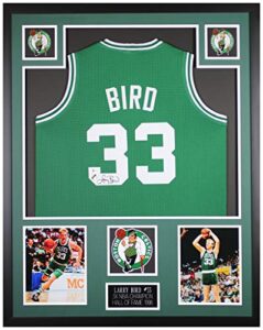 larry bird autographed and framed green boston celtics jersey - beautifully matted and framed - hand signed by bird and certified authentic by beckett - includes certificate of authenticity