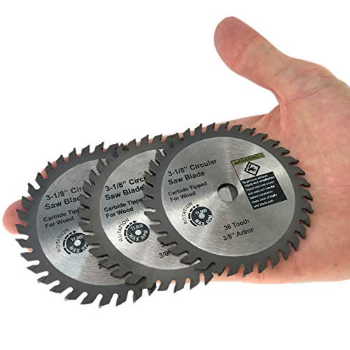 3 Pack 3-1/8" x 3/8" x 1/16" x 36 Teeth Carbide Saw Blade for TruePower Mini-Miter Saw #805