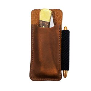 easyant leather pocket organiser pouch edc holster belt clip sheath for buck 110 space pen