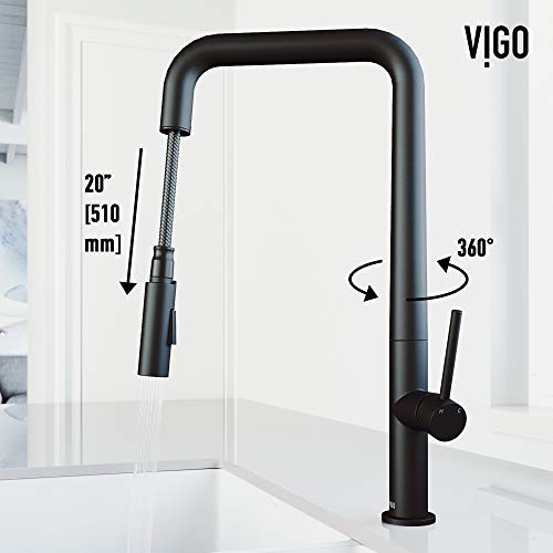 VIGO VG02031MB 18.25" H VIGO Parsons Single Handle Pull-Down Sprayer Kitchen Faucet in Matte Black