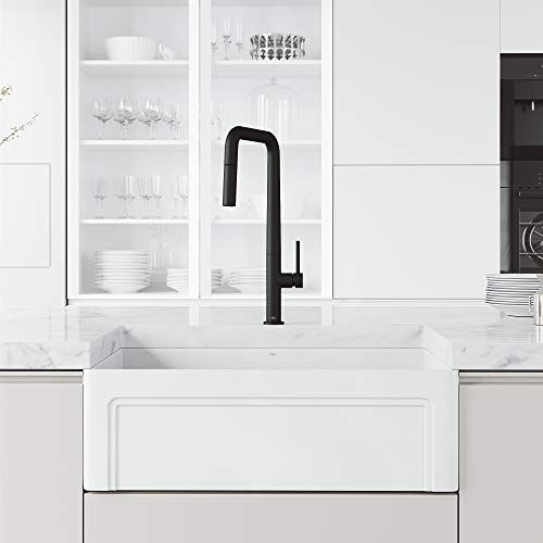 VIGO VG02031MB 18.25" H VIGO Parsons Single Handle Pull-Down Sprayer Kitchen Faucet in Matte Black