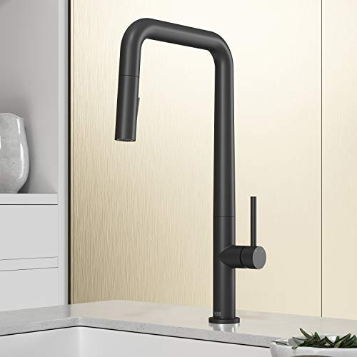 VIGO VG02031MB 18.25" H VIGO Parsons Single Handle Pull-Down Sprayer Kitchen Faucet in Matte Black