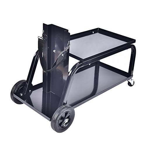 Universal MIG Welding Cart, Rolling Welding Cart with Wheels for TIG MIG Welder, 110Lbs Capacity,Black