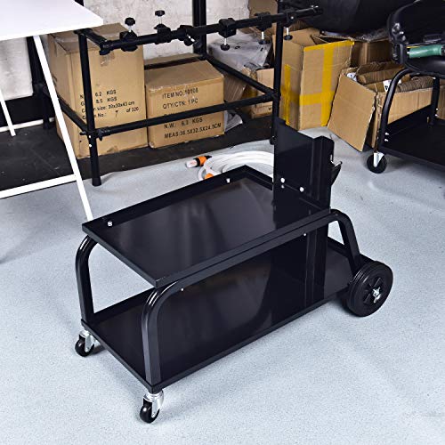 Universal MIG Welding Cart, Rolling Welding Cart with Wheels for TIG MIG Welder, 110Lbs Capacity,Black