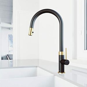 VIGO VG02033MGMB 18.63" H Bristol Single-Handle Pull-Down Sprayer Kitchen Faucet in Matte Gold/Matte Black