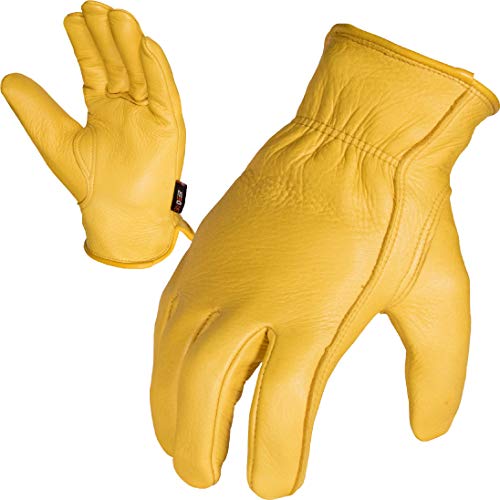 SKYDEER Full Premium Genuine Deerskin Leather Hi-Performance Utility Driver Work Gloves for Kids (SD2210/XS, Unlined)