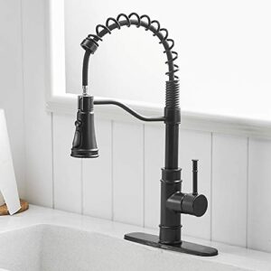 owofan kitchen faucets with pull down sprayer solid brass matte black industrial single handle one hole or 3 hole faucet for farmhouse camper laundry utility rv wet bar sinks