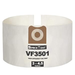 spacetent 6 pack ridgid vf3501 filter bags, compatible with ridgid 3 to 4.5 gallon dust bags/ dry vac bags, fine dust bags part# ridgid vf3501 / workshop ws32045f