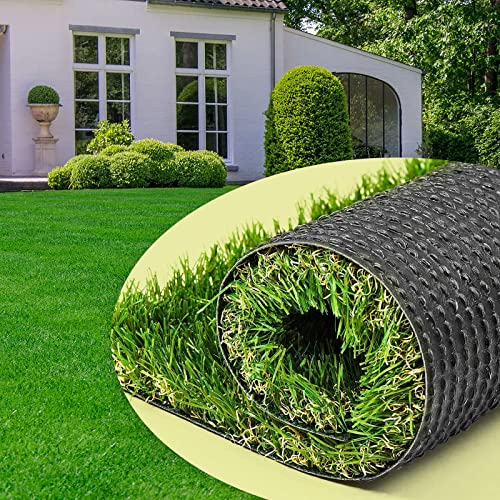 AYOHA Artificial Turf 3' x 5' Realistic Synthetic Grass, 1.38" Pile Height, Fake Lawn, Landscape for Pets Area, Play Ground, Pool Area, Backyard, Patio, Balcony, Drainage Holes, Custom Size