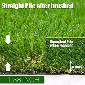 AYOHA Artificial Turf 3' x 5' Realistic Synthetic Grass, 1.38" Pile Height, Fake Lawn, Landscape for Pets Area, Play Ground, Pool Area, Backyard, Patio, Balcony, Drainage Holes, Custom Size