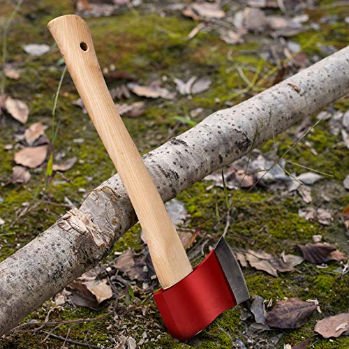 Eletorot Camping Hatchet, 14.5" Wood Chopping Axe Splitting Small Camping Axe Wooden Handle Camping Hand Tools, Gifts for Dad, Men, Husband (Red)