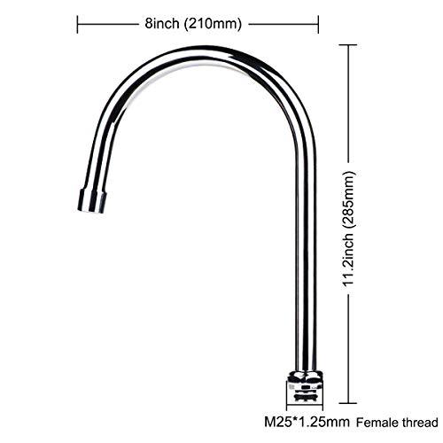 COOLWEST 8 inch Gooseneck Swivel Spout Replcement for Commercial Kitchen Sink Faucet, 2.2GPM Swing Nozzle Spout Parts Chrome Finish