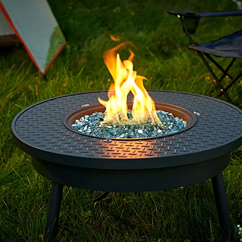 onlyfire 10 pounds Fire Glass for Propane Fire Pit and Gas Fireplace, 1/2-Inch Reflective Firepit Glass Rocks for Fire Pit Table and Fire Bowl, Aqua Blue