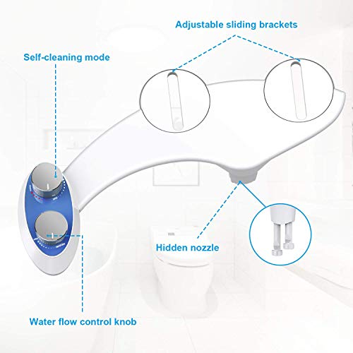 Bidet for Toilet Seat Attachment with Self Cleaning Dual Nozzle -Non-Electric Bidet Spray for Toilet,Fresh Water Spray for Sanitary and Feminine Wash