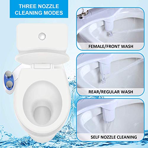 Bidet for Toilet Seat Attachment with Self Cleaning Dual Nozzle -Non-Electric Bidet Spray for Toilet,Fresh Water Spray for Sanitary and Feminine Wash