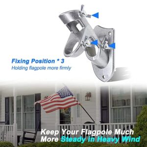 Flag Pole Holder,Flag Holder,1 inch Heavy Duty Flag Pole Bracket for House Flag Holders for Outside Metal Flagpole Mount Wall Stainless Steel Brackets Mounting Outdoor Aluminum Mount Silver 1 Pcs