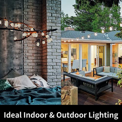 FMART Outdoor LED String Lights, 48FT Patio Lights String with 25 LED Shatterproof Bulbs(1 Spare), 2700K Weatherproof Connectable Diamond Shaped Hanging String Light for Backyard Bistro Party Decor